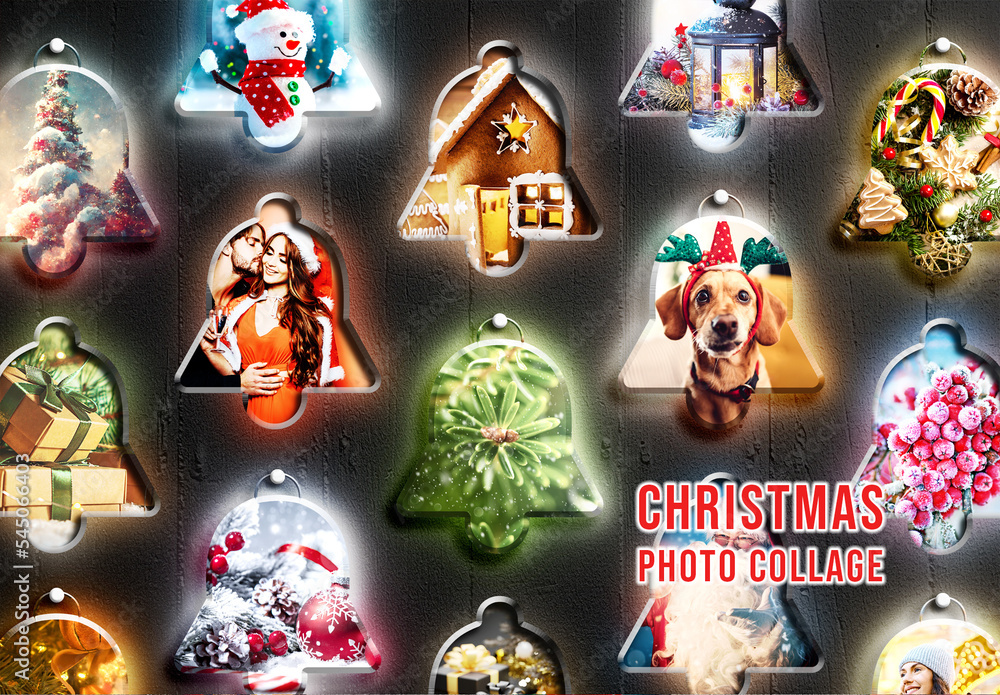 Christmas Photo Collage Stock Template | Adobe Stock