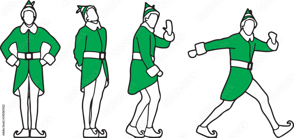 Merry Christmas buddy the elf motion minimalist simple line art set ...