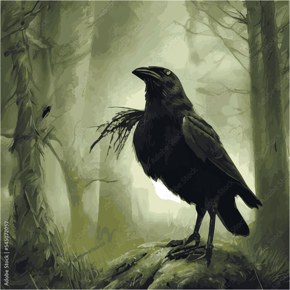 portrait Mystical Dire Bird Crow, Symbol of Gothic, Halloween, fear, by ...