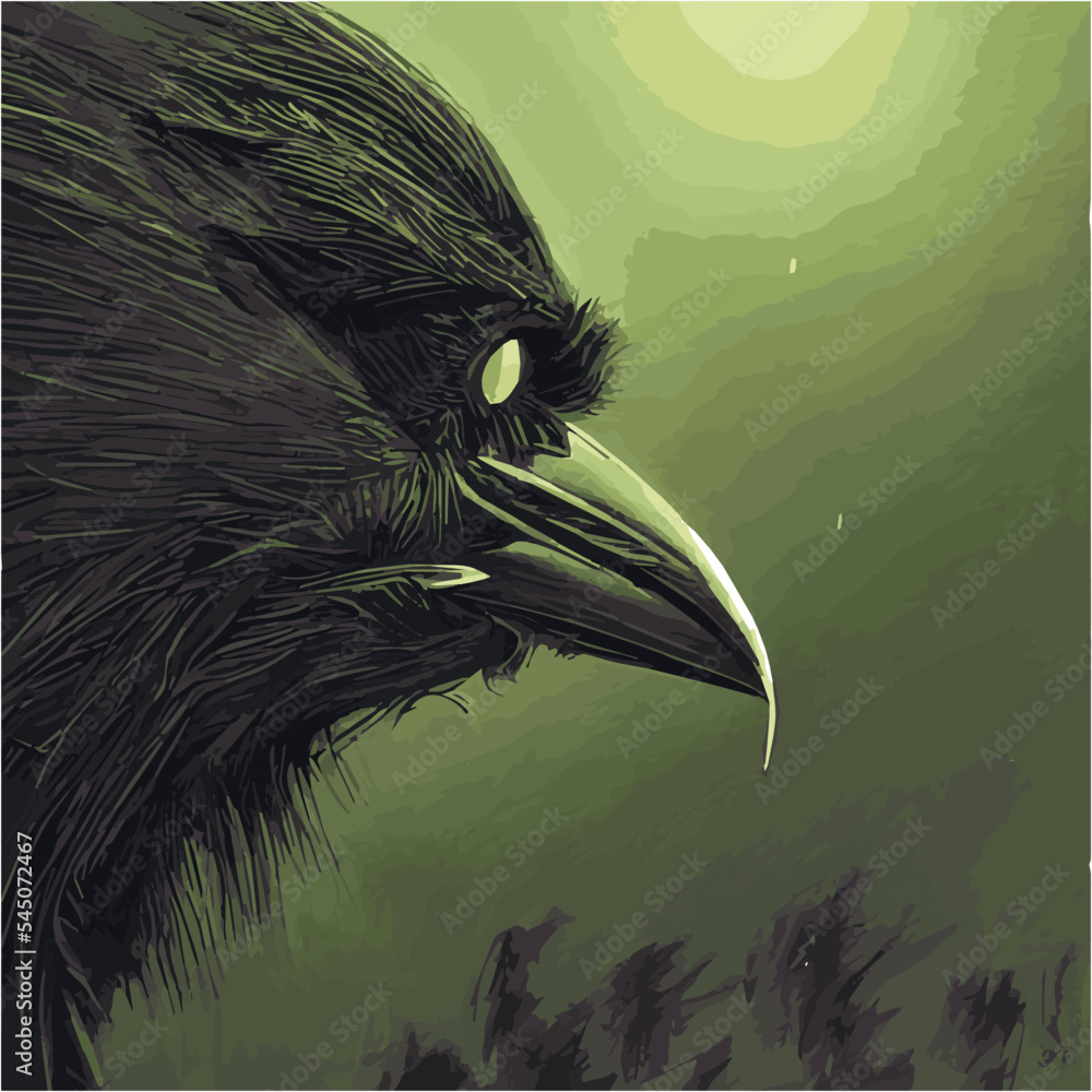portrait Mystical Dire Bird Crow, Symbol of Gothic, Halloween, fear, by ...