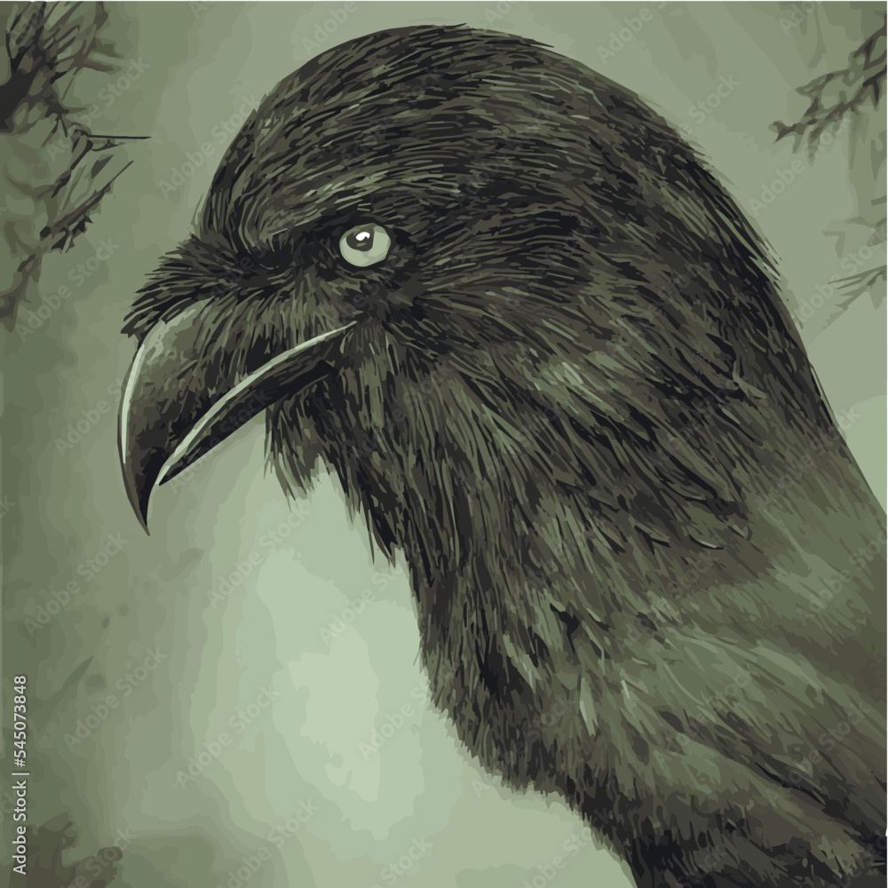 portrait Mystical Dire Bird Crow, Symbol of Gothic, Halloween, fear, by ...