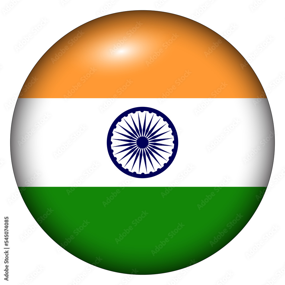 indian flag badge illustration. 3d effect circle icon for india flag ...