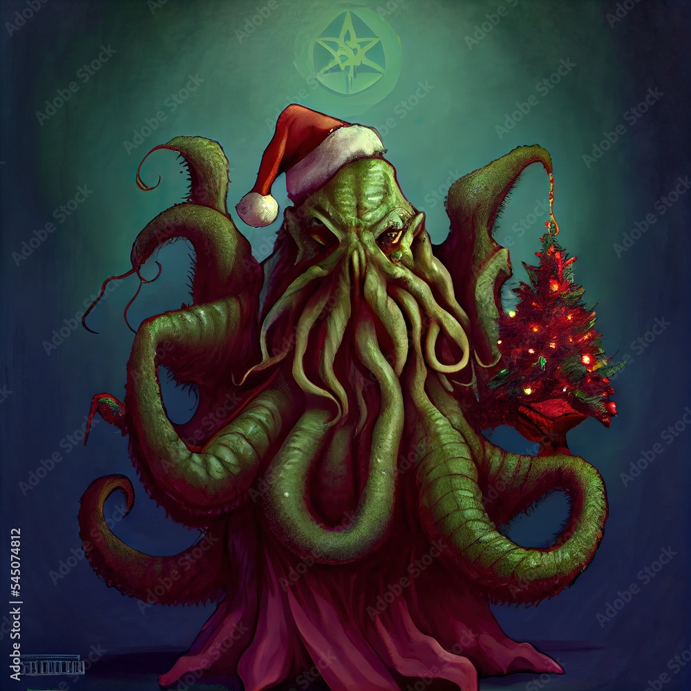 Father Cthulhu Christmas Stock Illustration | Adobe Stock