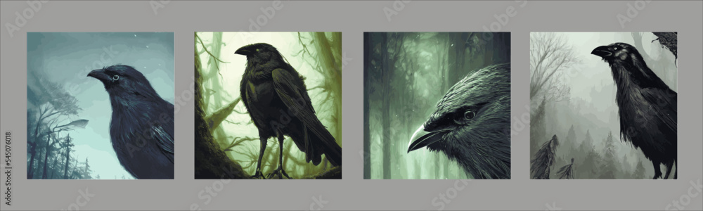 Mystical Bird Crow, Gothic symbol, Halloween, fear , black crows in a ...