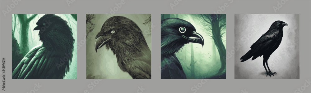 Mystical Bird Crow, Gothic symbol, Halloween, fear , black crows in a ...