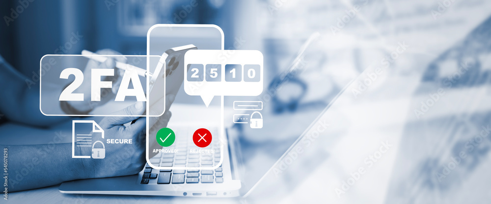 Hand hold Smartphones with Cyber security privacy protect data., 2FA internet network security ...