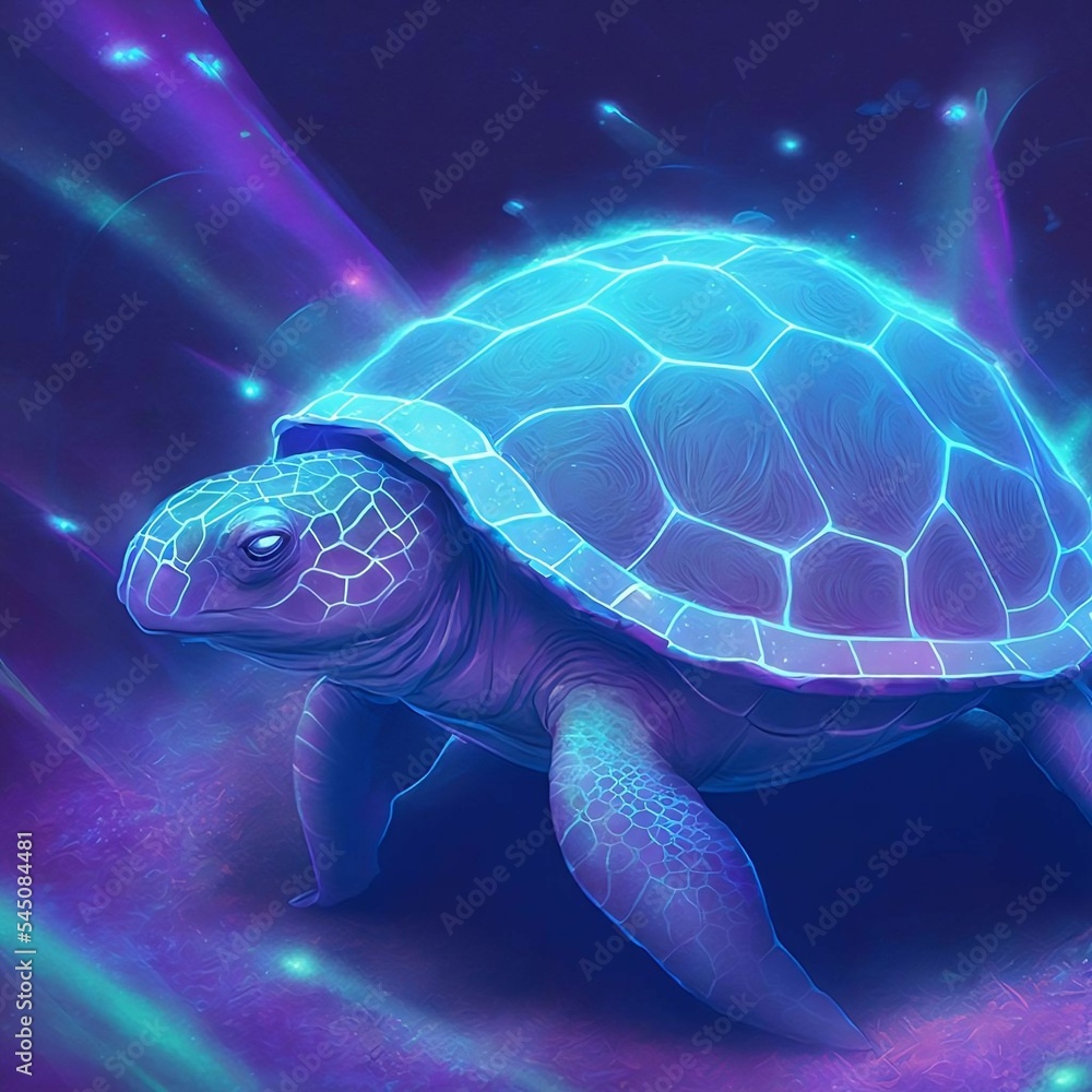 Turtle Animal Patronus Glowing Spirit Animal Apparition Patronus in Glowing UV on a Black ...