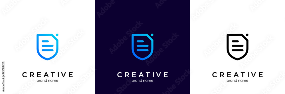 Cyber security shield logo design. Information and network protection ...