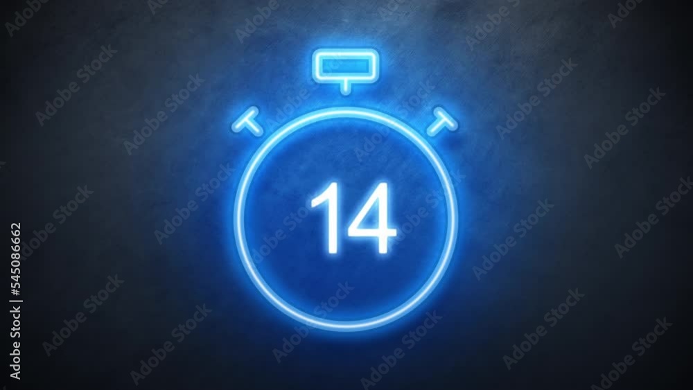 Stop watch Clock neon sign. countdown timer animation seamless. Looped ...