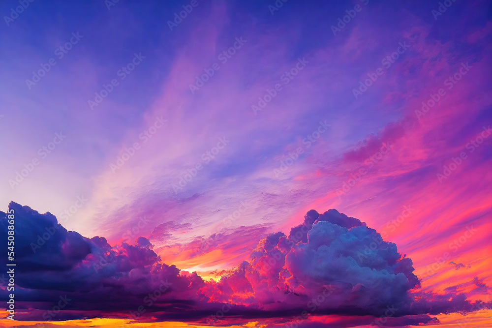 Picture of sunset with beautiful pink clouds Stock Illustration | Adobe ...