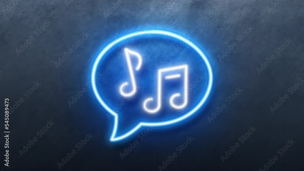 Neon music power icon in conversation Icon Neon Light Glowing blue ...