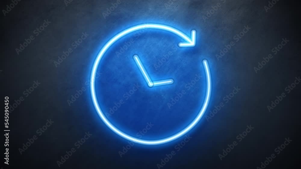 Stop watch Clock neon sign. countdown timer animation seamless. Looped ...