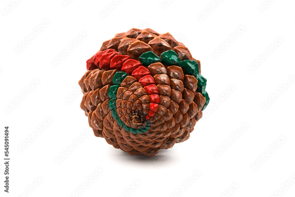 visualization of fibonacci spirals at a natural pine cone isolated on white background Stock ...