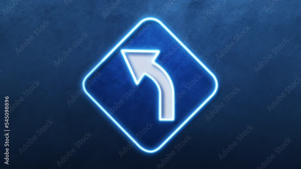 road sign icon light glow blue bright symbol with dark background icon ...