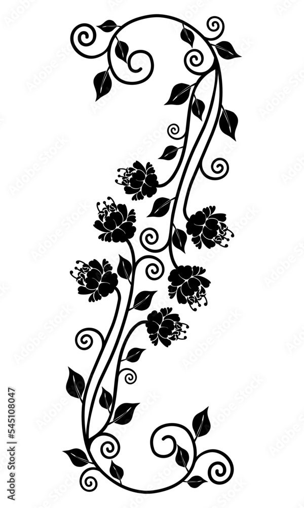 Black Flower Corner Border