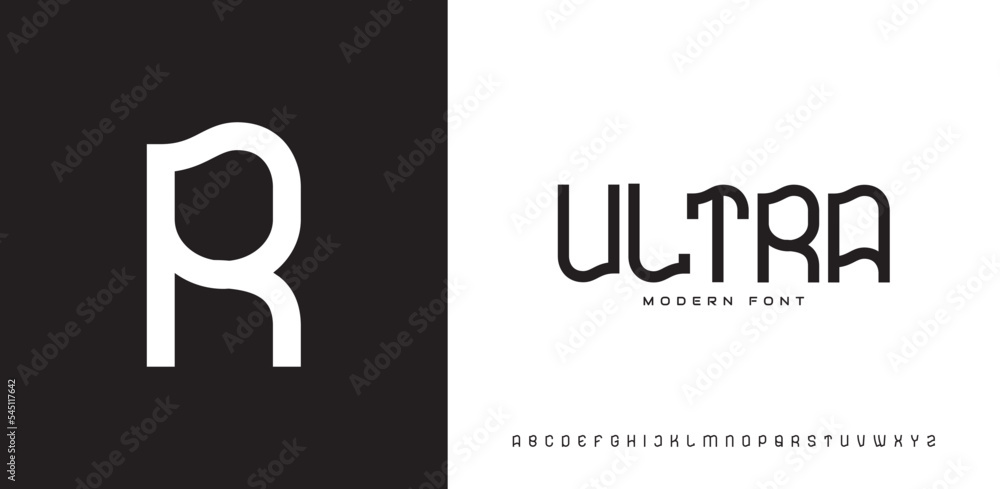 Tech font typography alphabet letters. Future logo typo. Minimal urban ...