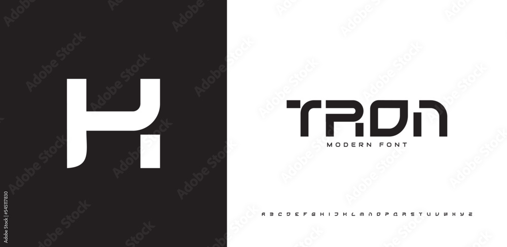 Tech font typography alphabet letters. Future logo typo. Minimal urban ...