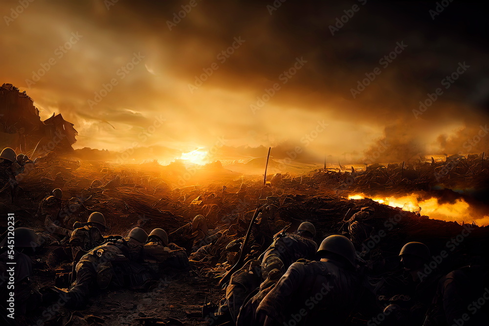 War Apocalyptic destruction scene , Cruel war scenes, digital painting ...