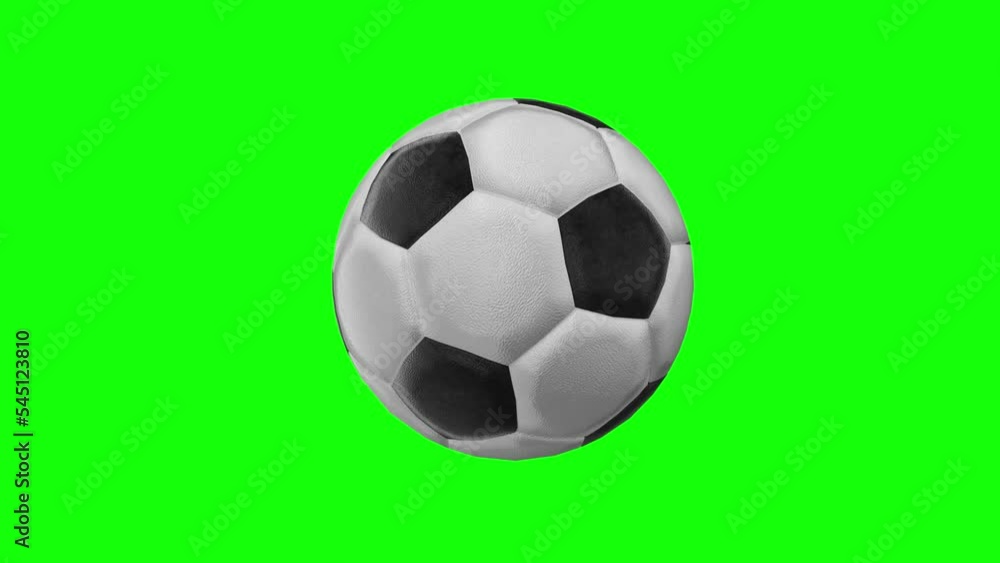 Football Soccer-ball 3D rotating in the middle with green screen ...