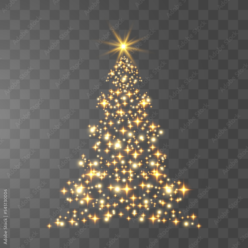 Shiny Christmas tree. Glittering lights in the form of a Christmas tree ...