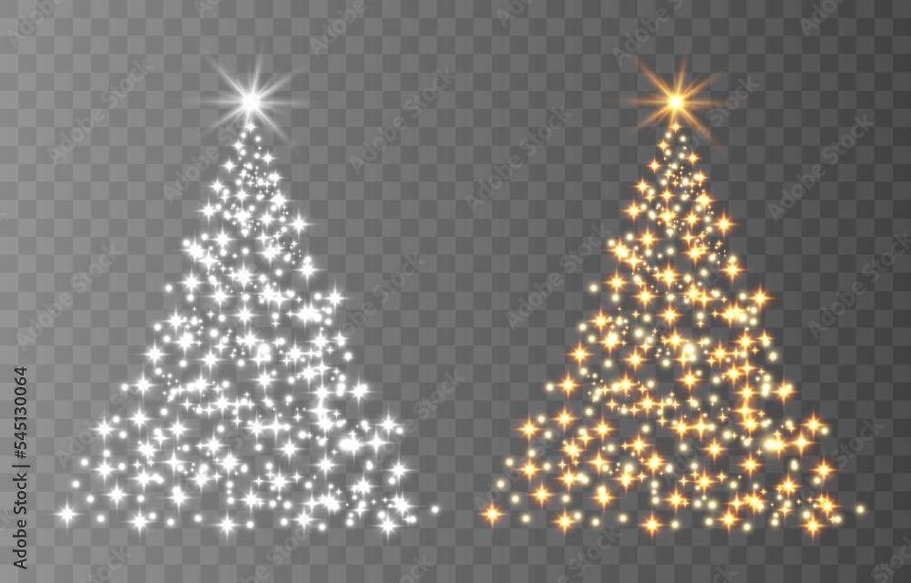 Shiny Christmas tree. Glittering lights in the form of a Christmas tree ...