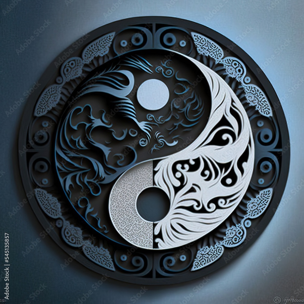 ying yang symbol paper cut art. Generative AI Technology Stock ...