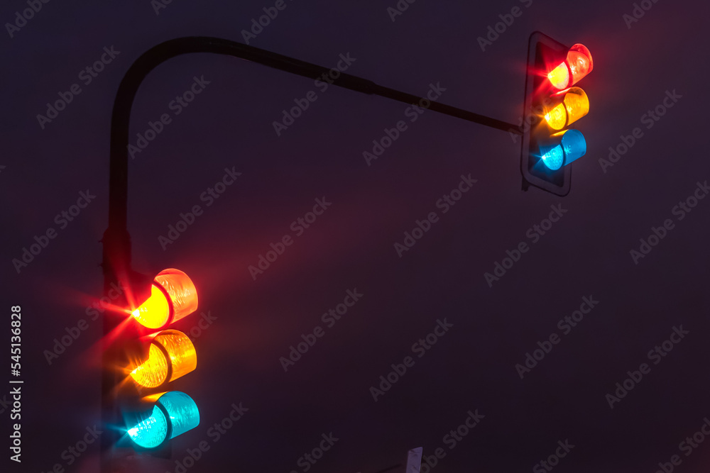 traffic lights at night Stock Photo | Adobe Stock