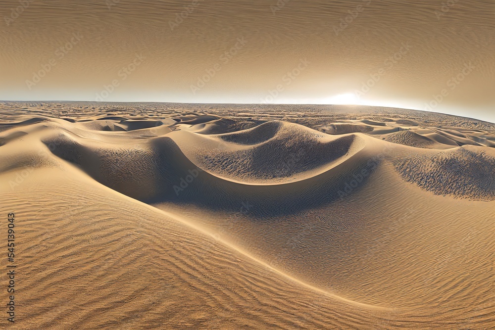 Panorama landscape of sand dunes, environment HDRI map. Equirectangular ...