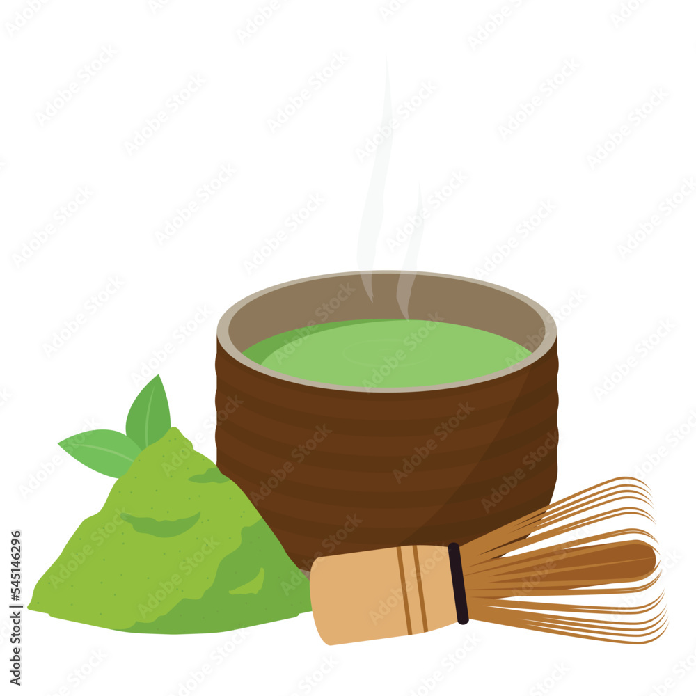 Matcha cup vector. green tea vector. wallpaper. free space for text ...