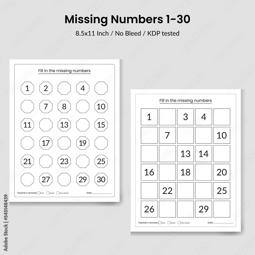 Vetor de Write the missing numbers 1-30.math education game worksheet ...