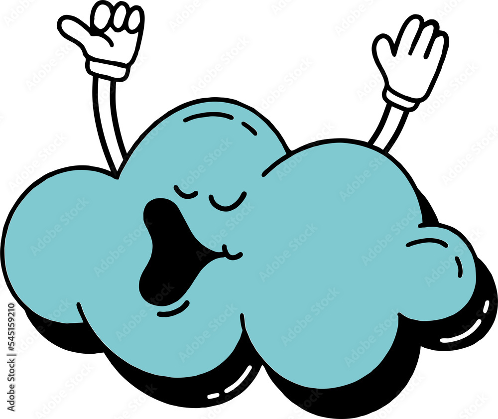 Cloud is a retro cartoon character from the 30s. Vintage comic smile ...
