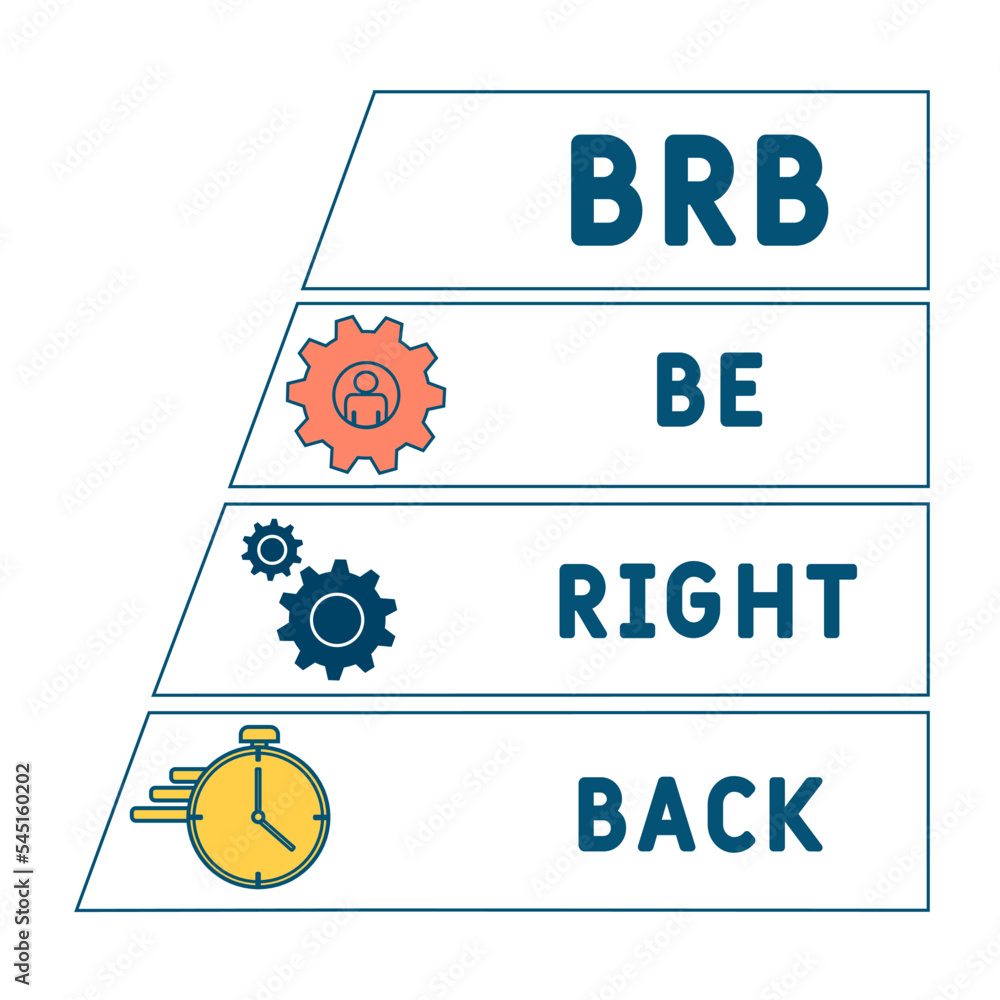BRB, Be Right Back acronym. business concept background. vector ...