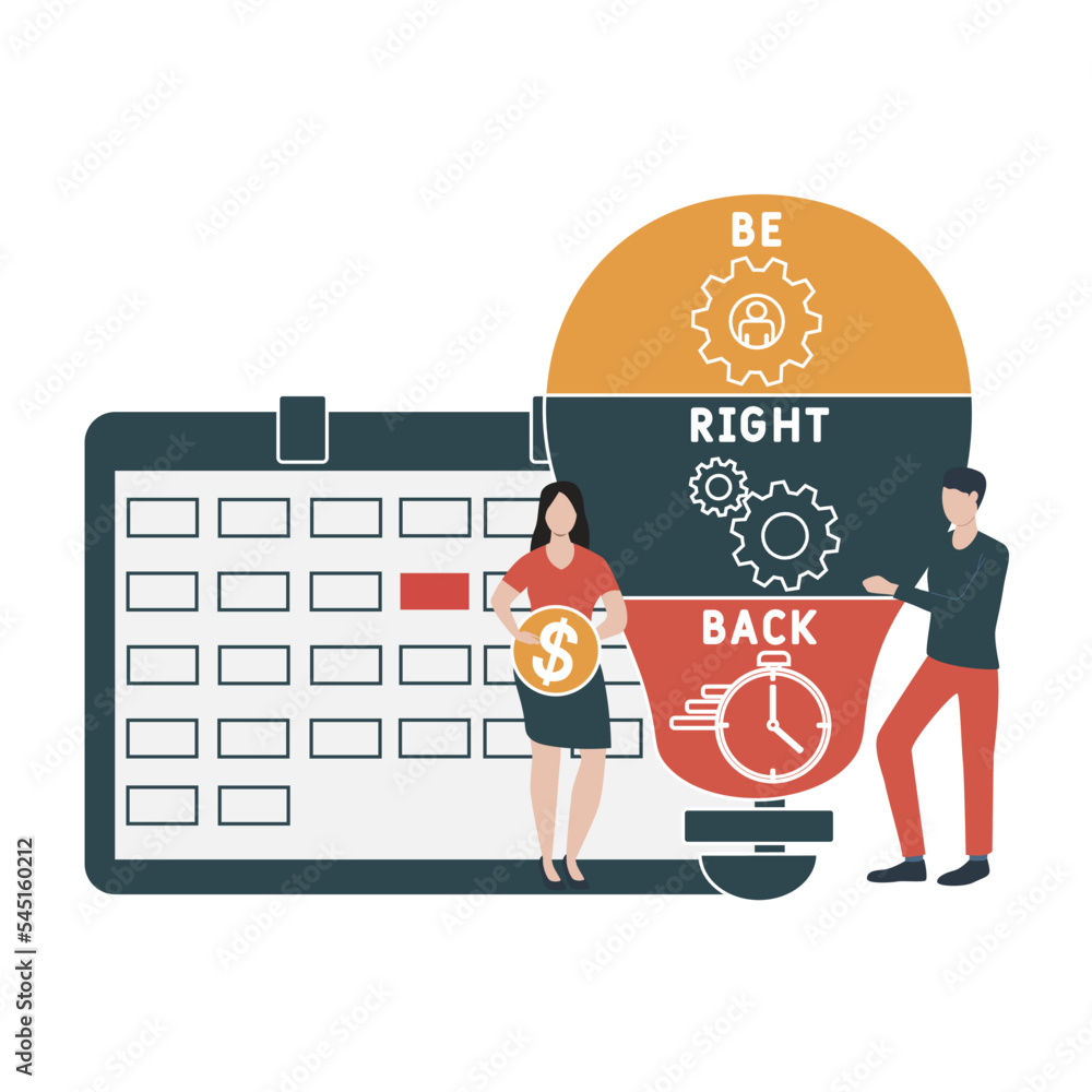 BRB, Be Right Back acronym. business concept background. vector ...