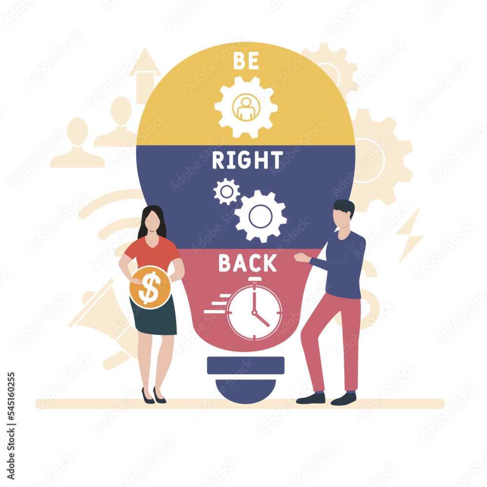 Vecteur Stock BRB, Be Right Back acronym. business concept background ...