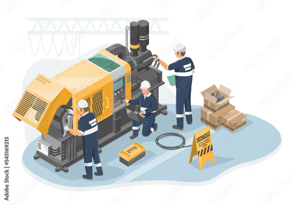 Engineer Maintenance concept failure machine isometric industrial ...