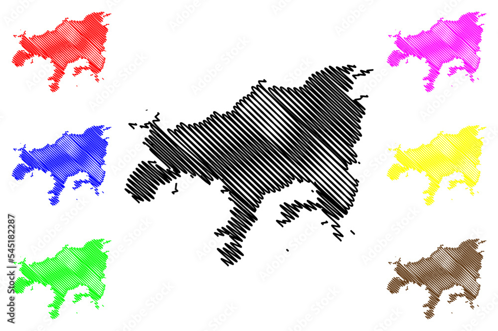Shodoshima island (Japan, East Asia, Japanese archipelago) map vector ...