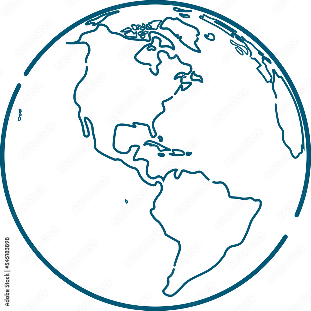 Planet earth globe map with America continent on center isolated ...