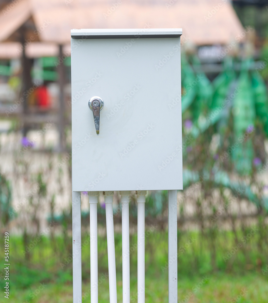 Light gray metal electrical control box cabinet Stock Photo | Adobe Stock