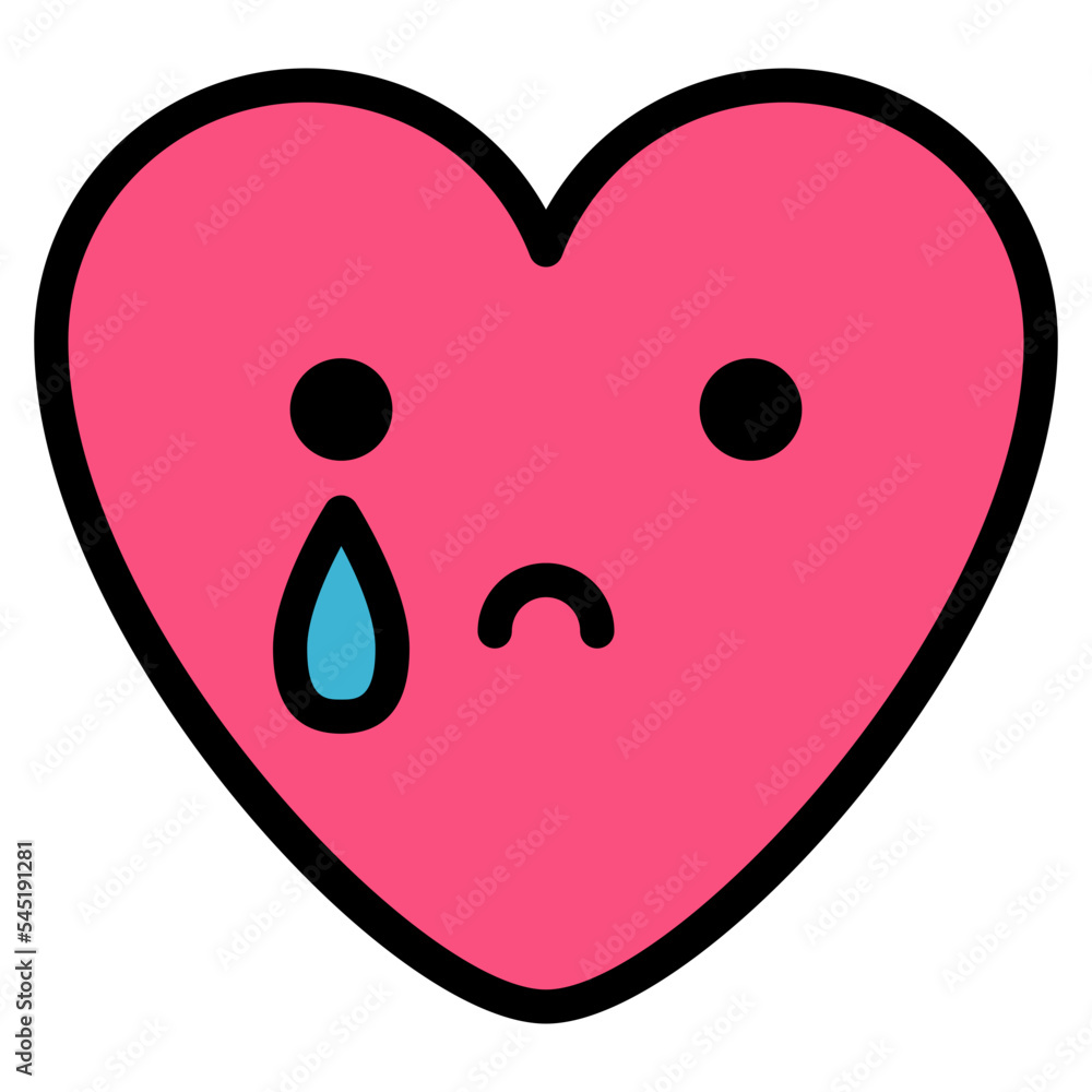 crying drop sad emoji heart icon Stock Vector | Adobe Stock