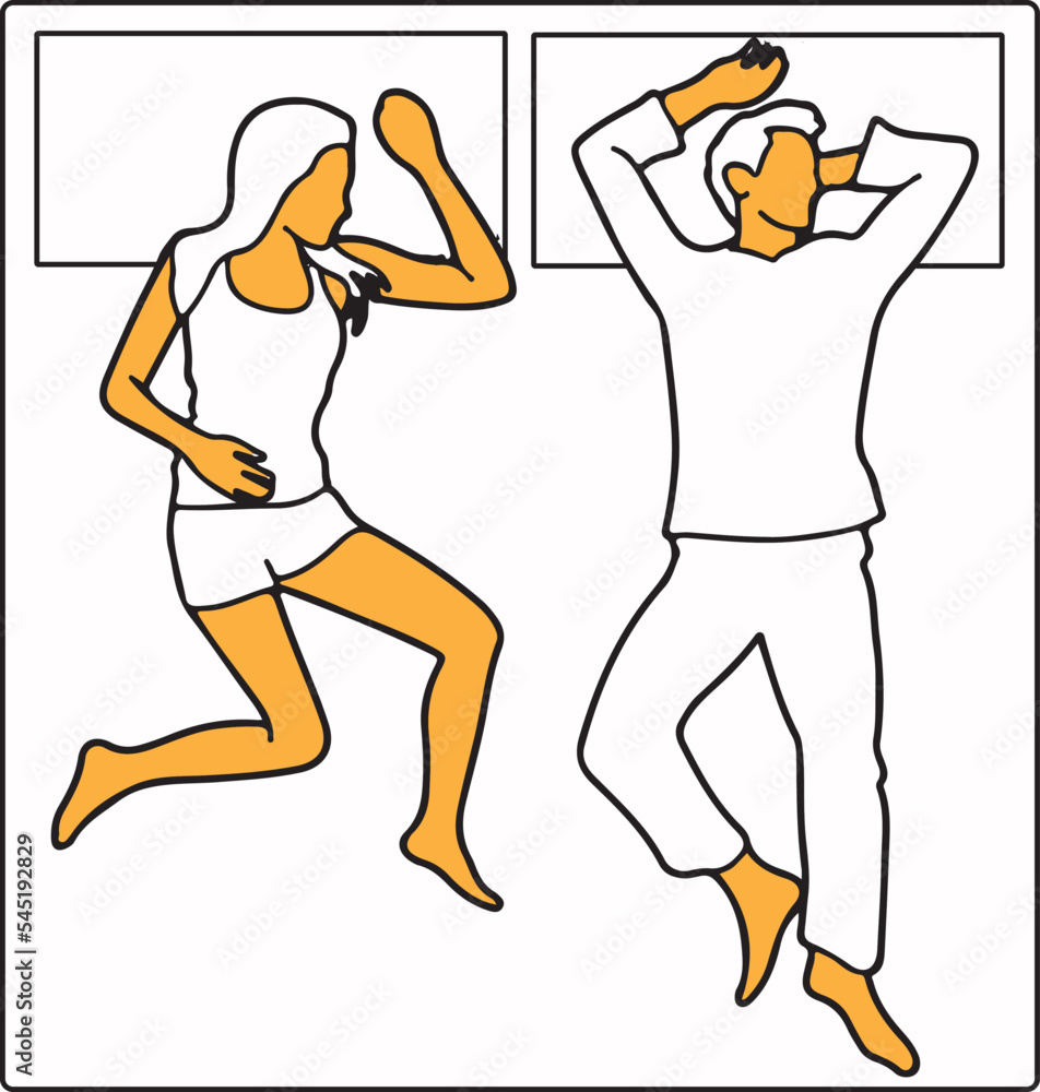 Sleeping position male and female couple relax sleeping vector ...