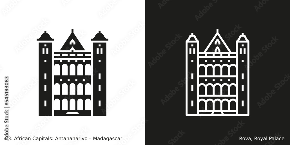Rova, Royal Palace Icon. Landmark building of Antananarivo, the capital ...