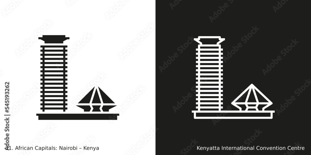 Kenyatta International Convention Centre Icon. Landmark building of ...
