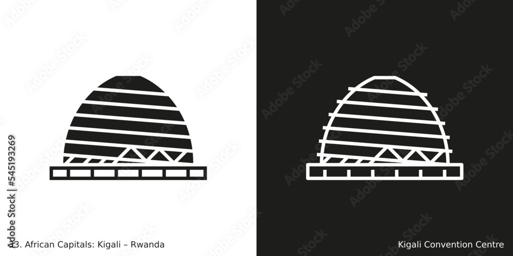 Kigali Convention Centre Icon. Landmark building of Kigali, the capital ...
