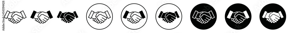 Business agreement handshake icon in different style.. Handshake inside the generic circle icon ...