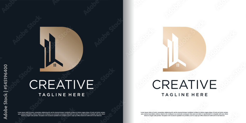 Building logo icon with letter D concept premium vector Stock Vector ...
