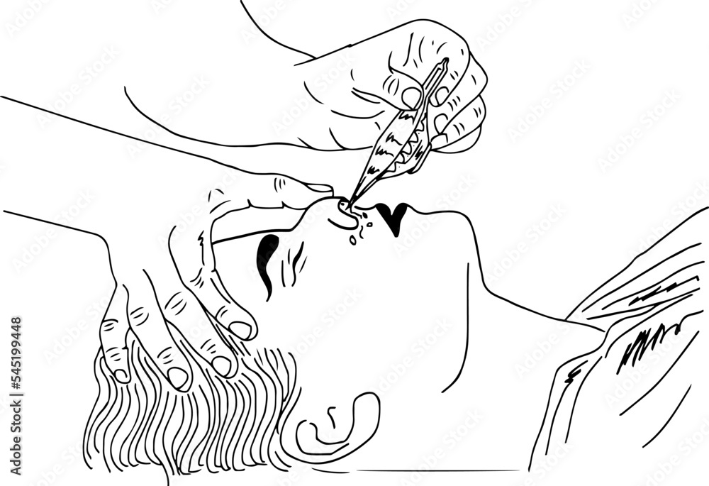 Vetor de Ayurveda jal neti treatment vector and illustration sketch ...