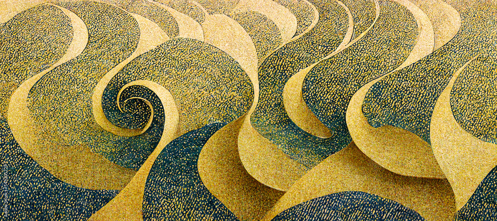 Abstract Pointillism. Colorful art shapes with distinct dots of color ...