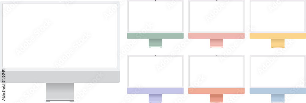 Realistic mockups of new iMac 24 on transparent background. Apple iMac ...