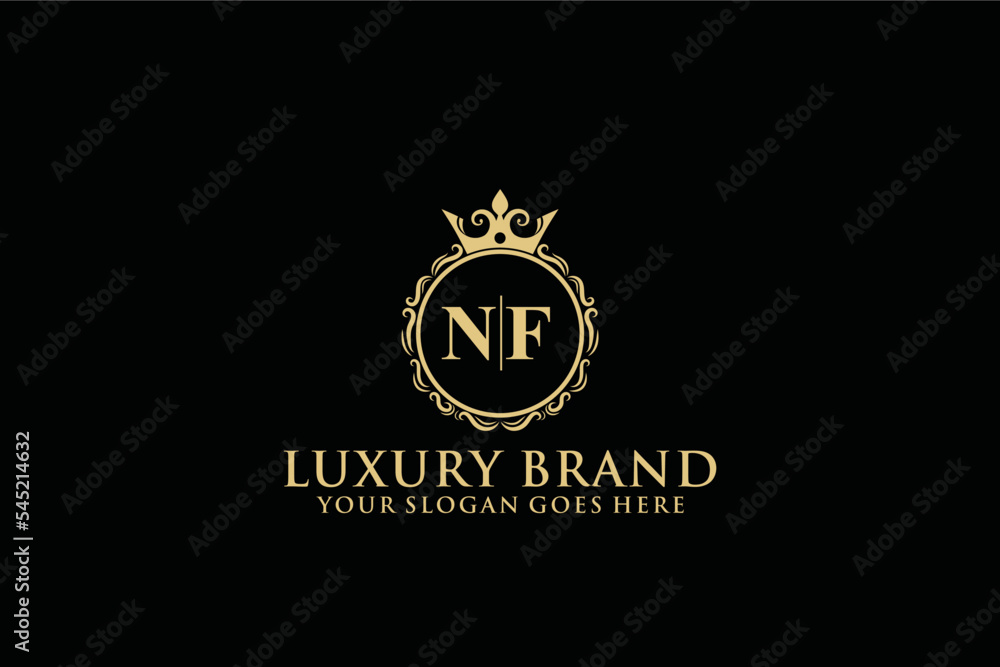 letter Initial NF elegant luxury monogram logo or badge template with ...