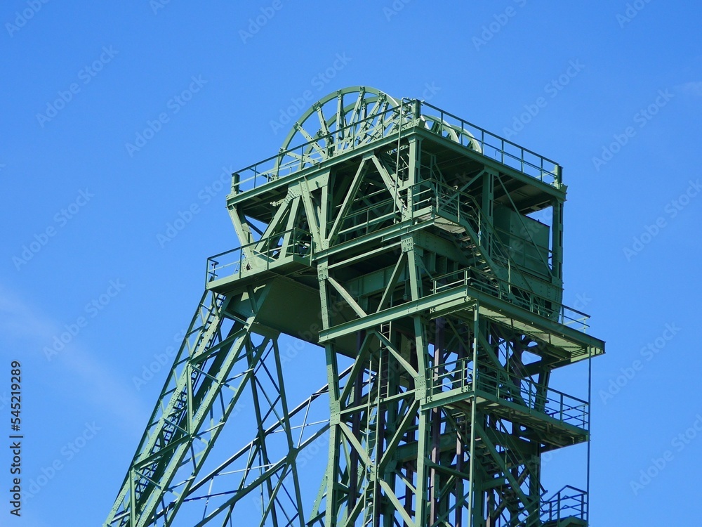 winding tower, upper part, from a former coal mine on the lower Rhine ...